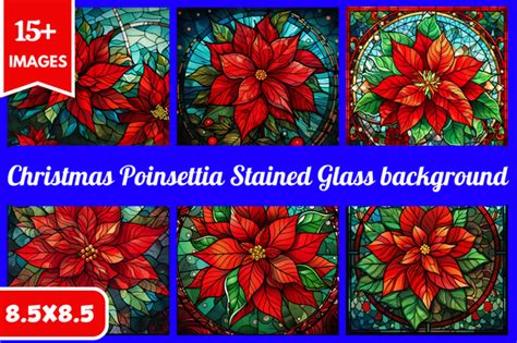 Christmas Poinsettia Stained Glass Graphic By Digital Art Studio