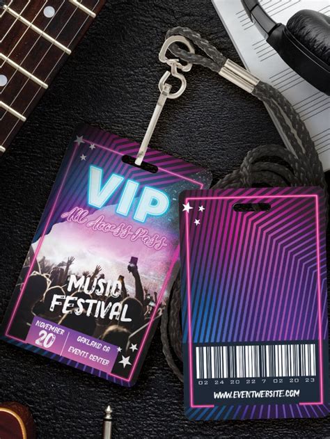 Fun Purple Pink Neon Vip All Access Pass Concert Badge Moodthology