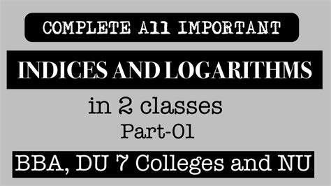 Indices And Logarithmpart 01 Youtube