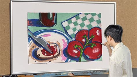 식탁 정물화 아크릴 물감 그림 그리기과일 그리기 취미 283 Youtube