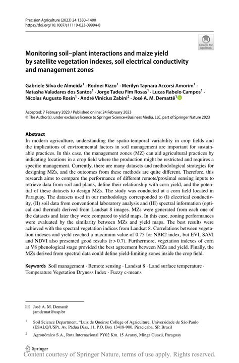 Monitoring Soilplant Interactions And Maize Yield By Satellite