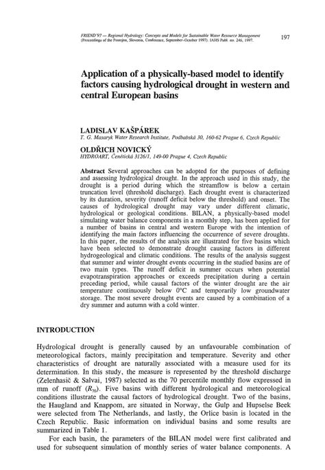 Pdf Application Of A Physically Based Model To Identify Factors