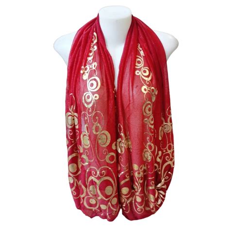 Clearance Low Price Gold Print Scarf Womens Scarves Shawl Silk Scarf