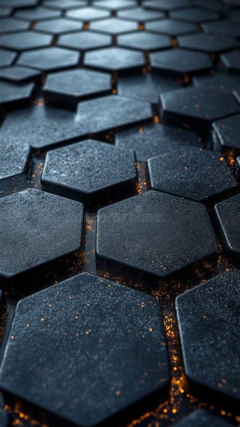 A Detailed Shot Of Dark Textured Hexagonal Tiles In A Pattern Highlighting Geometric Design