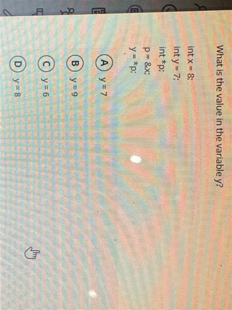solved what is the value in the variable y int x 8 int
