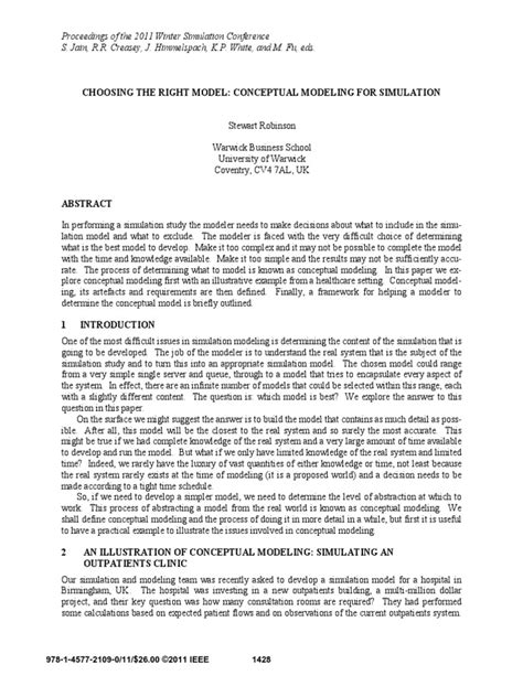 Choosing The Right Model Conceptual Modeling For Simulation Pdf