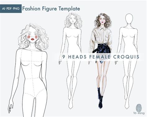 Female Fashion Figure Template Catwalk Model Head Fashion Etsy