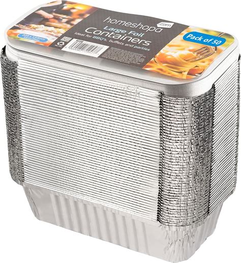 50 Aluminium Foil Trays With Lids 500ml Premium Disposable Food
