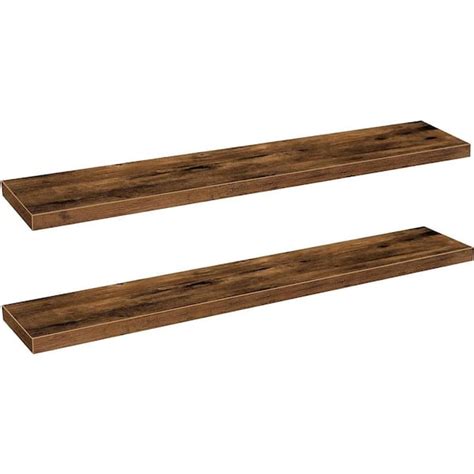 Cubilan 551 In W X 93 In D Rustic Brown Long Decorative Wall Shelf