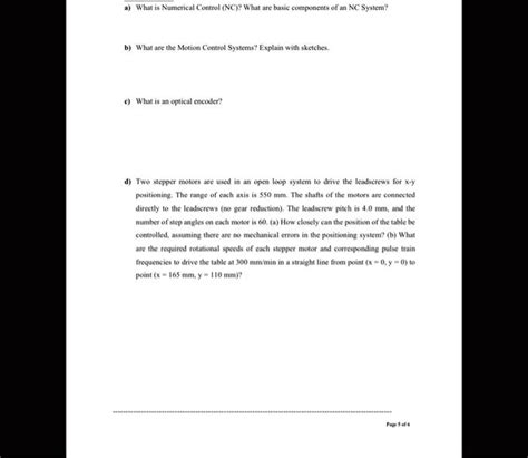 solved a what is numerical control nc what are the basic components of an nc system b