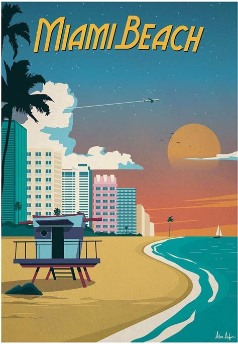 Poster Vintage 50 X 70 Cm Miami Beach Sergeant Paper Affiches De