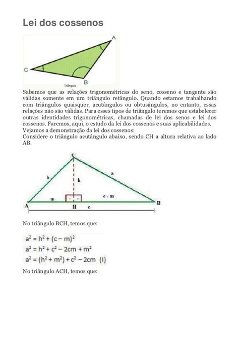 Exercicios Lei Dos Senos E Cossenos Várias Leis