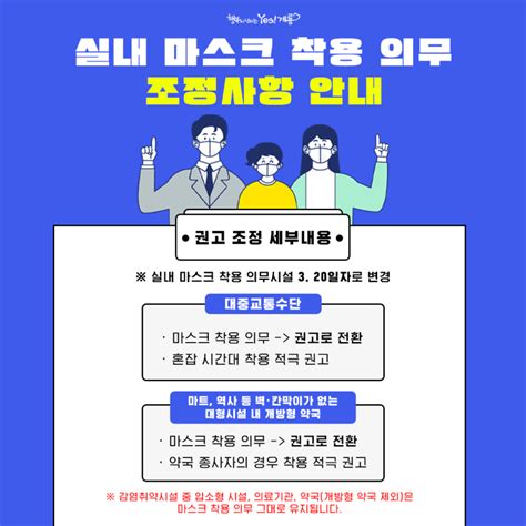 실내 마스크 착용 의무 조정사항 안내 충청남도 계룡시 웰로