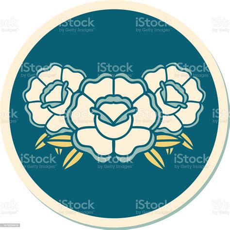 Autocollant De Tatouage Dans Le Style Traditionnel Dun Bouquet De