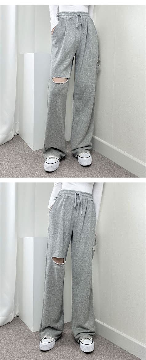 Y존부각 하이웨스트 더블컷팅 와이드 팬츠 일자 바지 세미와이드 힙스타일 트레이닝 밴딩 고무줄 스트링 옆트임 옆컷팅 하체보정 하체커버 쭈리 포켓 주머니 루즈핏