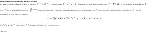 solved equations with the dependent variable missing f t