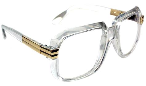 Mens Hip Hop 80s Gazelle Vintage Clear Gold Frame Clear Lens Eye