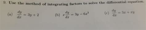 solved use the method of integrating factors to solve the