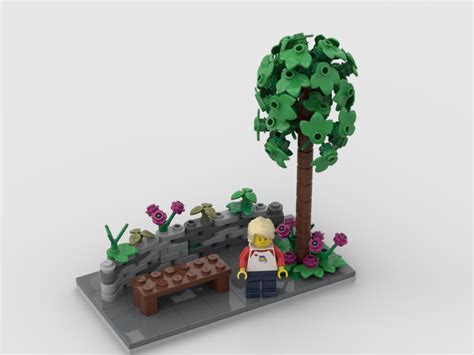 Lego Moc Stonewall With Tree And Bench By Brickplanet Rebrickable