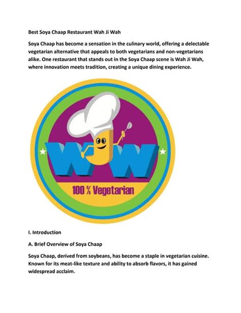 Best Soya Chaap Restaurant Wah Ji Wah Pdf