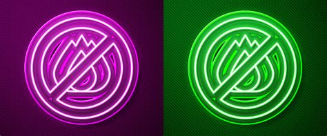 Garis Neon Bersinar Tidak Ada Ikon Api Terisolasi Pada Latar Belakang