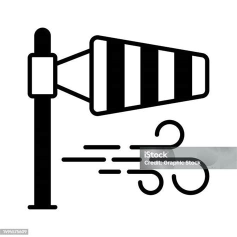 Windsock 아이콘을 보여주는 돛대에 장착된 원뿔 일기 예보 도구 얻기 Windbag의 편집 가능한 아이콘 0명에 대한 스톡