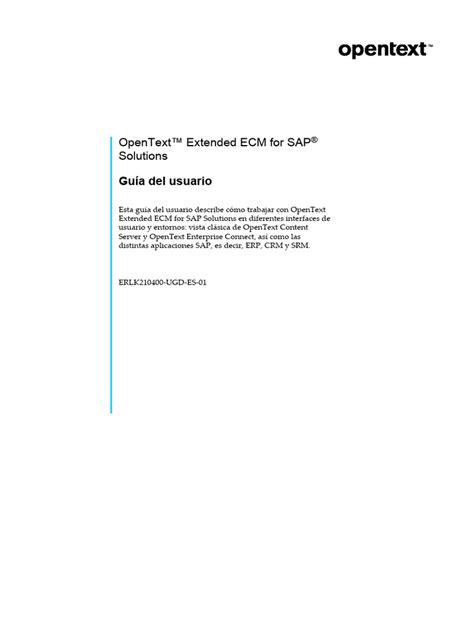 Opentext Extended Ecm For Sap Solutions Ce 214 User Guide Spanish