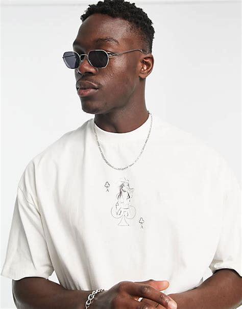 Camiseta Blanco Hueso Extragrande Con Estampado De Ilustración De Asos