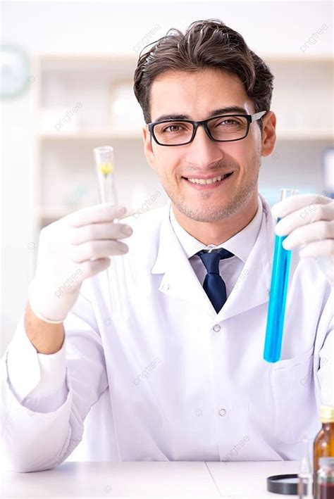 Biotechnology Scientist Chemist Working In Lab Photo Background And