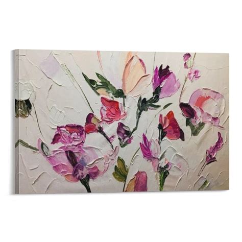 Pink Rose Flowers Painting Thick Texture Abstract Original Hand Painted