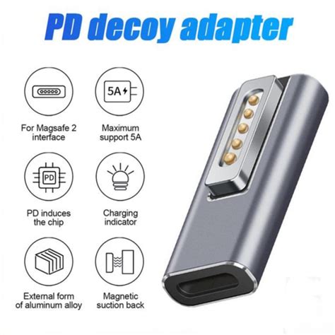 Type C Magnetic Usb Pd Adapter Connector For Type C Female To Magsafe 2