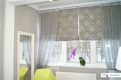 Рулонные шторы и тюль сочетание 27 фото