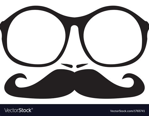 Men Face With Mustache And Huge Nerd Glasses Vector Image