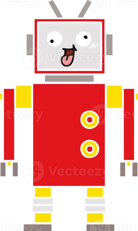 Flat Color Retro Cartoon Crazy Robot 38937871 Png