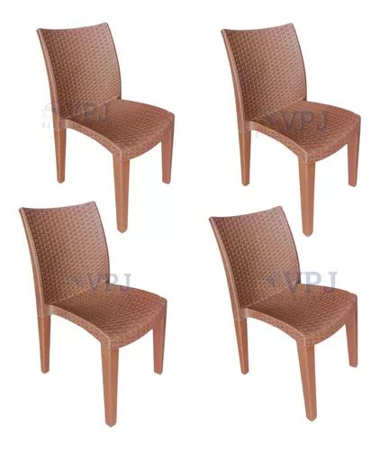 4 Cadeiras Plásticas Rattan Reforçada Para Área De Lazer Frete Grátis