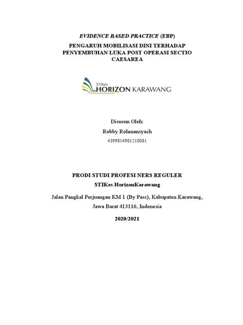 Ebp Mobilisasi Dini Pada Ibu Post Partum Pdf