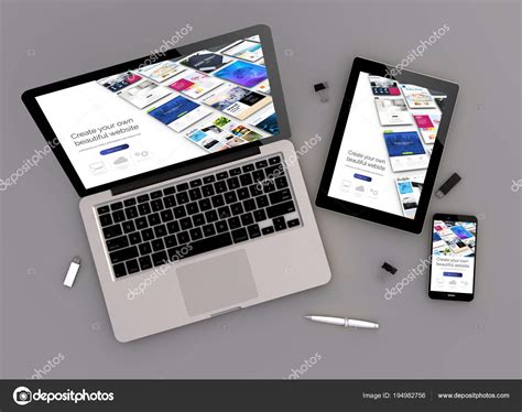 Rendering Website Builder Responsive Devices Laptop Computer Tablet