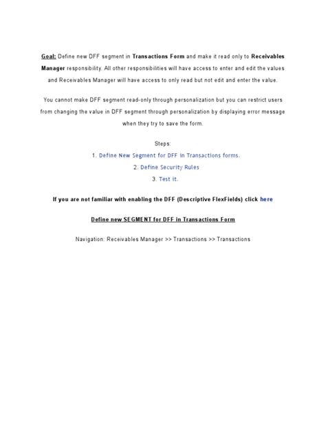 Define New Segment For Dff In Transactions Forms Define Security Rules Test It Pdf Computer
