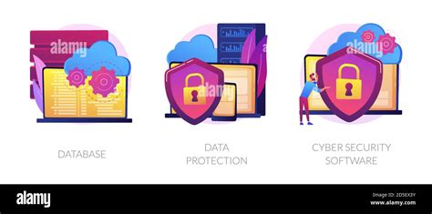 Data Protection Metaphors Set Stock Vector Image And Art Alamy