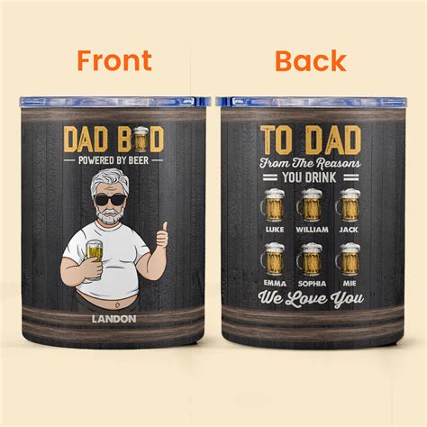 Dad Bod Powered By Beer Personalized Lowball Tumbler Macorner