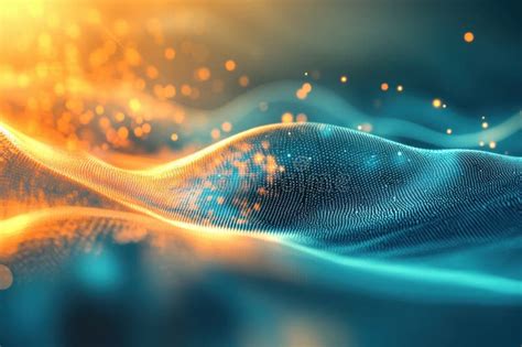 Colorful Abstract Waves Of Light Particles Creating A Mesmerizing Digital Landscape At Dusk