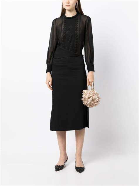 Shiatzy Chen Mulberry Silk Lace Appliqué Shirt Black Farfetch