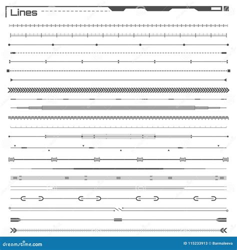 Set Of Black Hud Lines Infographic Elements Futuristic User Interface