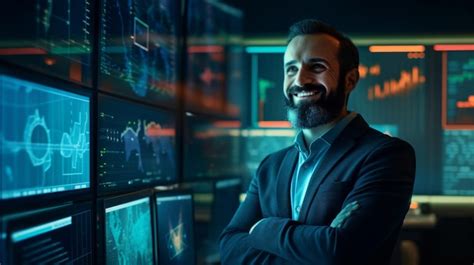 Premium Ai Image Happy Network Security Analyst Monitoring Data