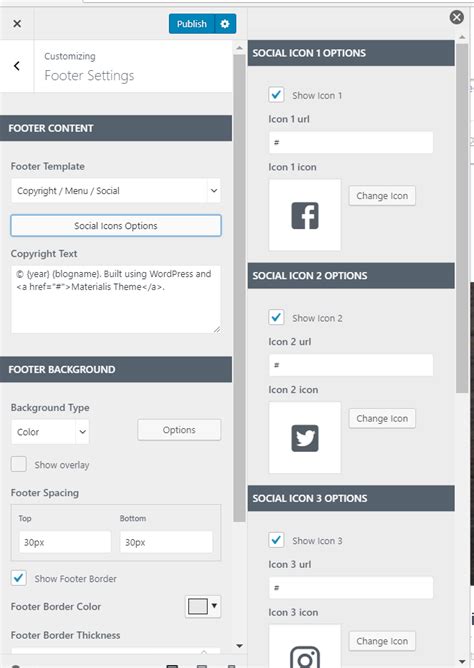 Customize Footer Content Materialis Theme