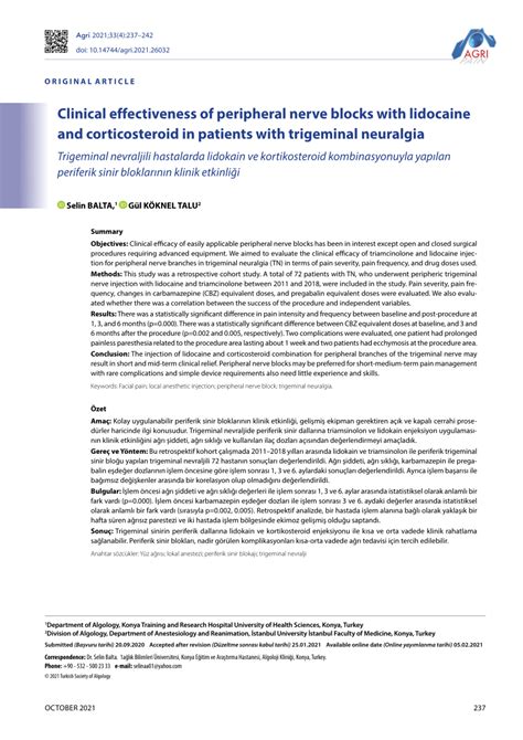 Pdf Clinical Effectiveness Of Peripheral Nerve Blocks With Lidocaine And Corticosteroid In