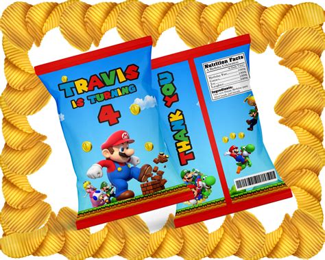 Super Mario Chip Bag Super Mario Party Super Mario Birthday Digital
