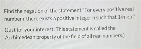 Solved Find The Negation Of The Statement For Every