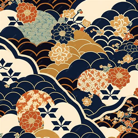 Premium Photo Illustration Of Japanese Art Pattern Background