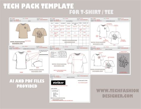 T Shirt Fashion Tech Pack With Oversized Tee Graphic Mock Up Tech Pack Streetwear Tech Pack